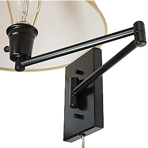 Kenroy Home 30110BLKP Simplicity Wall Swing Arm Lamp with Matte Black Finish, Modern Style, 14" Height, 15.5" Width, 25" Depth