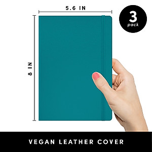 PAPERAGE Lined Journal Notebooks, 3 Pack, (Yellow, Blush & Turquoise), 160 Pages, Medium 5.7 inches x 8 inches - 100 GSM Thick Paper, Hardcover