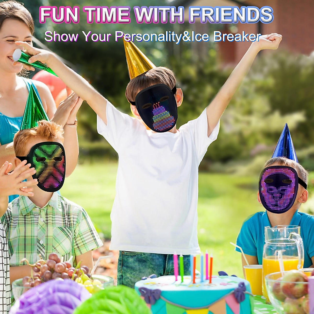 COKOTEE Kids Led Mask, Light up Mask with Gesture Sensing, Halloween Face Transforming Mask for Festival Cosplay, Parties, Gifts for Boys for Girls(Ages 5+)