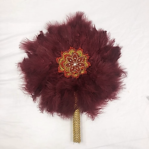1pcs One-Side African Turkey Feather Hand Fan for Bridal Wedding Handmade Nigerian Eventaille Marriage Hand Fan - One Sided Hand Fan