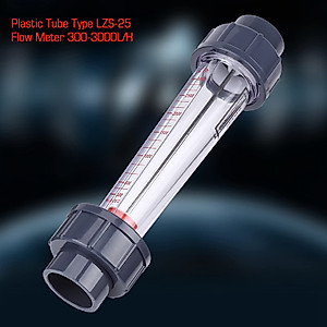 Oumefar Water Meter, Plastic Tube Type Water Meter LZS-25 Water Rotameter 300-3000L/H Water Liquid Meter Fit for DN25(1") Tube 4% Accuracy Class Liquid Flowmeter