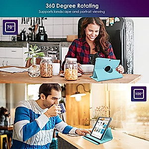 DETUOSI Rotating Case for Samsung Galaxy Tab 4 10.1" 2014 (SM-T530), 【Auto Sleep/Wake】 360 Degree Swivel Multi-Angle Stand Folio Leather Book Cover + Protective Hard Back Shell + Elastic Band Closure