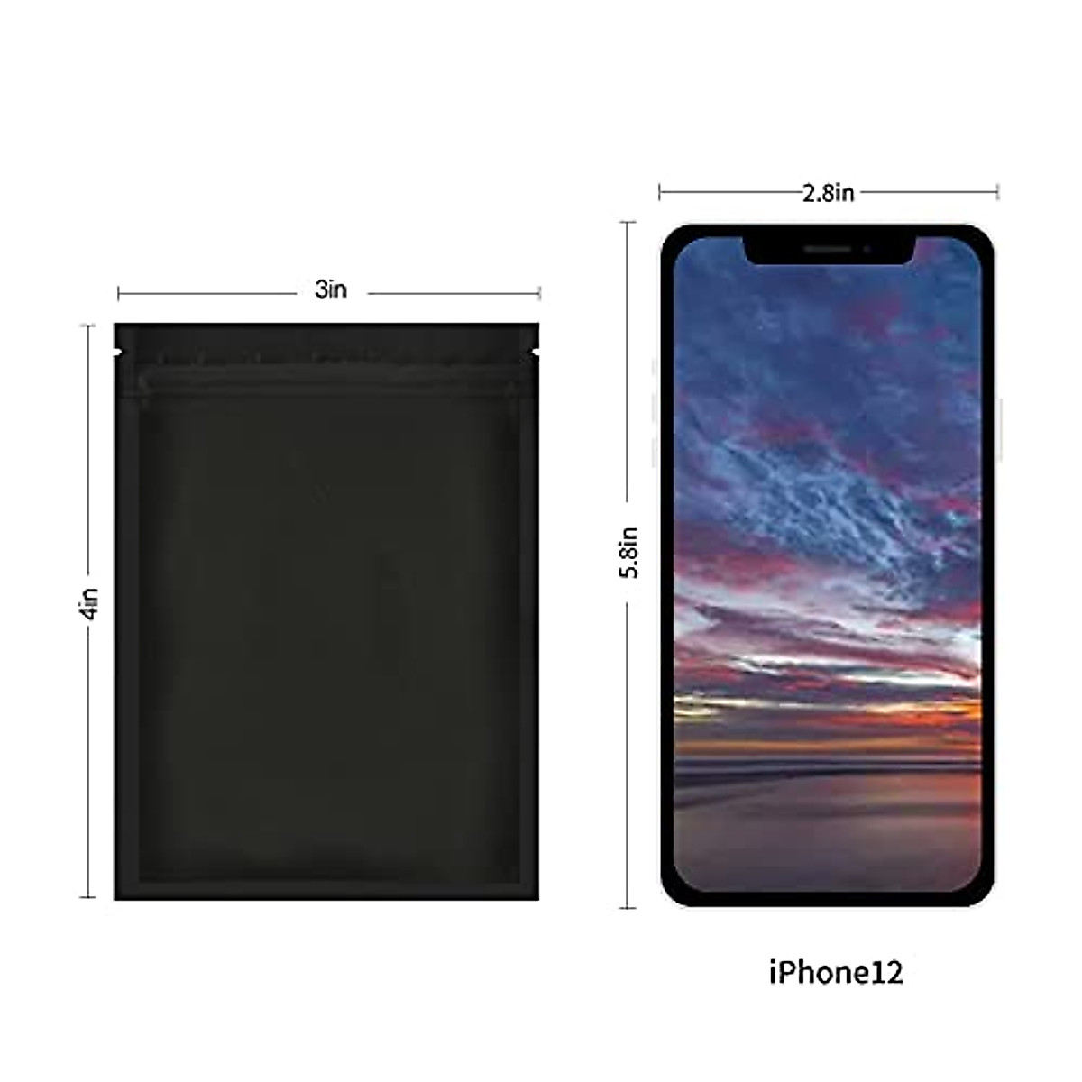 100 Pack Smell Proof Bags 3x4 inch, Resealable Mylar Bags Food Safe Material Food Storage Pouch