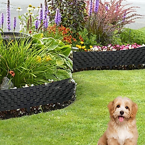 Lawn Edge Garden Fence, 6021cm Decorative Garden Wedding Fencings, 2Pcs Black Rattan Effect Edging Fence, Detachable Lawn Edge Fencing for Yard Garden Patio Backyard Décor