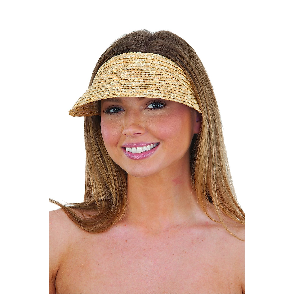 Jacobson Straw Hat - Slip On Braid Visor,Tan,Adult