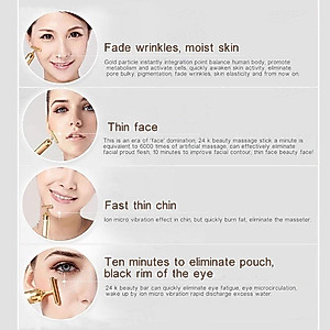 DANGSHAN Beauty Bar 24k Golden Pulse Facial Massager, T-Shape Electric Sign Face Massage Tools for Sensitive Skin Face Pull Tight Firming Lift