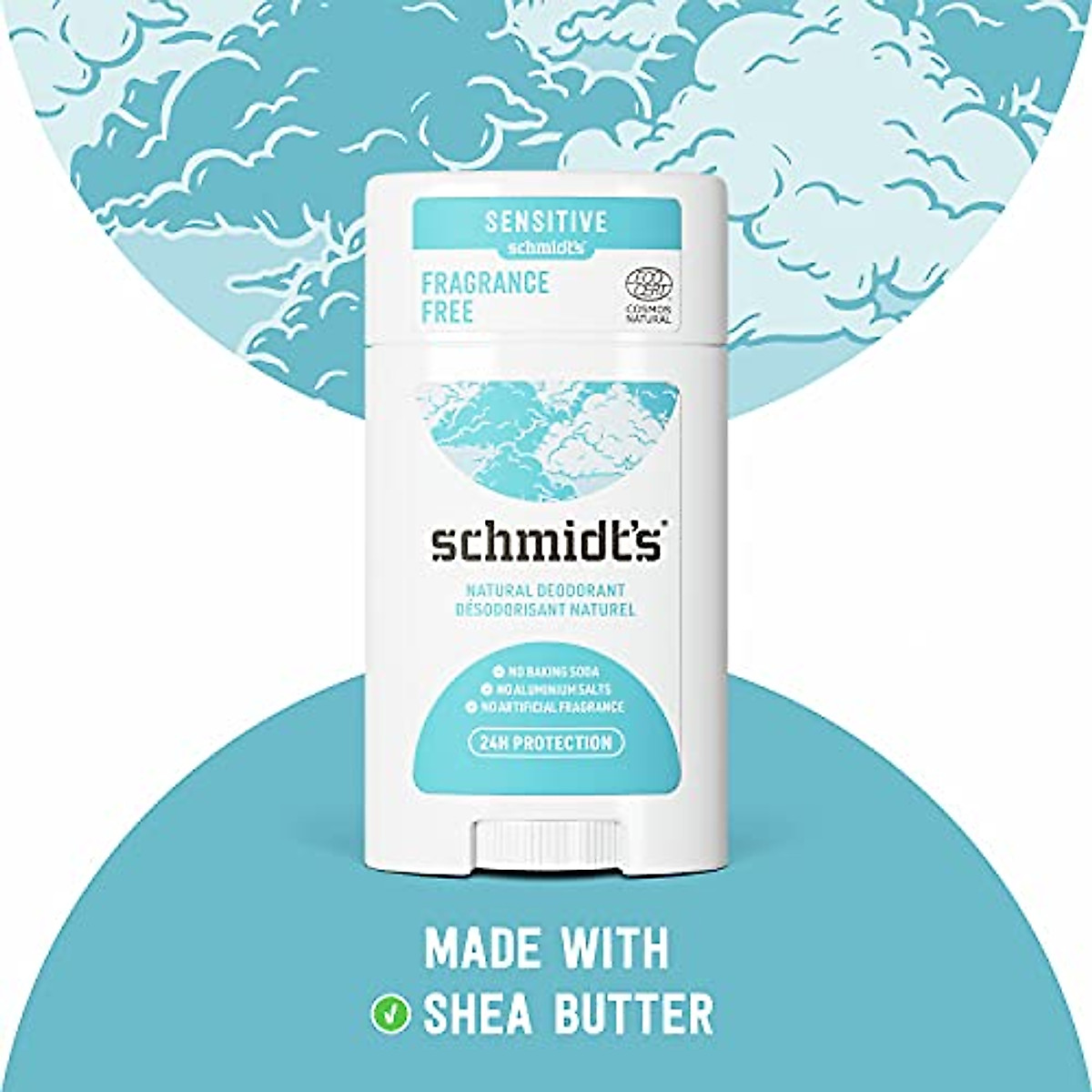 Schmidt's Aluminum Free Natural Deodorant for Women and Men, Fragrance Free for Sensitive Skin with 24 Hour Odor Protection, Certified Cruelty Free, Vegan Deodorant, 3.25oz, 3 pack