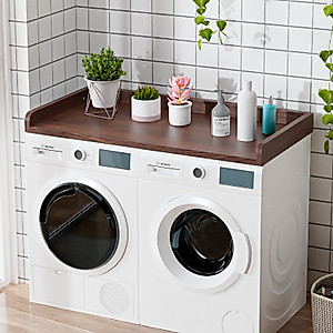 Washer Dryer Countertop, 27.5" Depth x 54" Width, Washer Dryer Wood Top for Laundry Room Organization, Particle Board Countertop with Edge Rails (Oak)