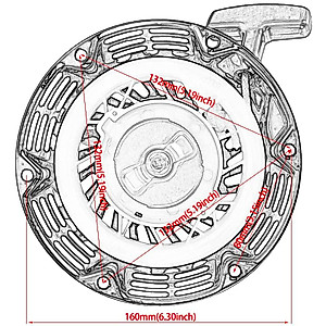 JMCHstore Pull Start Recoil Starter Assembly for Predator 212 Coleman BT200X CT200U 200cc Mini Bike, KT196 Go Kart Pull Cord Start Honda 6.5HP GX160 196 Hisun Engine,Obsidian Black, Upgraded Handle