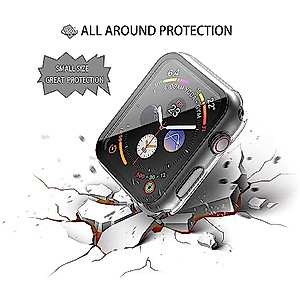 Misxi 2 Pack Hard PC Case with Tempered Glass Screen Protector Compatible with Apple Watch Series 6 SE Series 5 Series 4 40mm, Clear