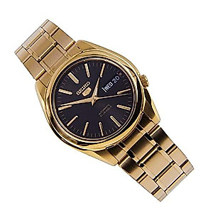 Seiko 5 #SNKL50 Men's Gold Tone Stainless Steel Black Dial Automatic Watch