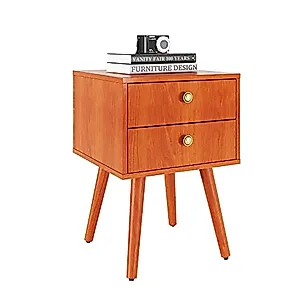 ODIKA Nightstand with Drawer/Bedside Table/End Table/Accent Table/Brown Side Table