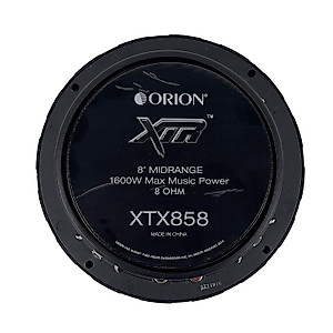 Orion XTR XTX858 High Efficiency 8” Mid-Range Bullet Loudspeakers, 1600W Max Power, 400W RMS, 8 Ohm, 2” Voice Coil - Pro Car Audio Stereo, Midrange Speakers (Pair)