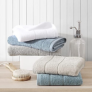 Tommy Bahama- Hand Towels, Absorbent & Fade Resistant Cotton Towel Set, Fashionable Bathroom Decor (Island Retreat Bay Blue, 2 Piece)