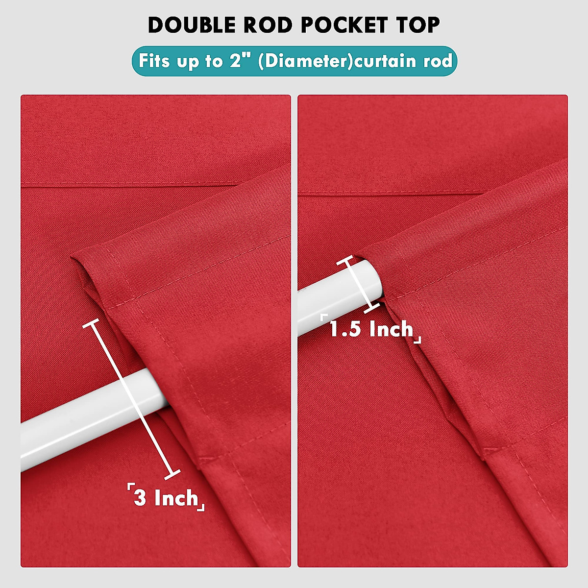 JIUZHEN Christmas Valance Curtains for Kitchen Window Valances for Living Room/Basement Window Curtains Bathroom Thermal Insulated Short Rod Pocket Curtain Panels, Red,42 x 18 Inches,1 Panel