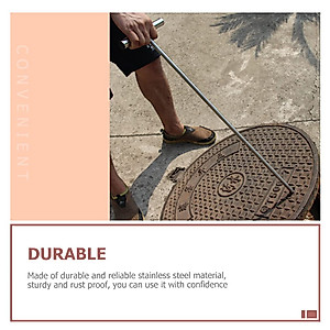 GANAZONO T Post Driver Manhole Cover Hook Stainless Steel T Style Handle Hook Hooks Drain Grate Lifter Storm Drain Cover Hook for Garden Street Home Shutter Doors Water Meter Key