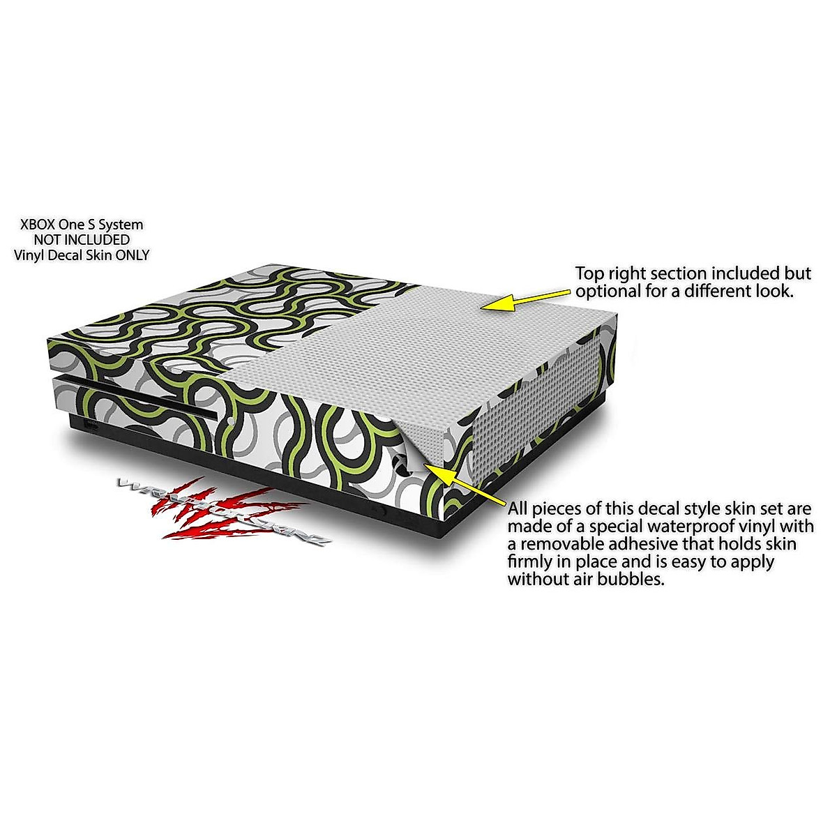 WraptorSkinz Decal Vinyl Skin Wrap Compatible with Xbox One S Console and Controllers - Locknodes 01 Sage Green