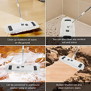 Dust Mop with 125cm Long Handle and 2 Mop Pads Commercial Duster Floor Mop 360 Degree Rotating Flat Mop Large Wet and Dry Mop Household Cleaning Supplies for Hotel Gym Garage Hospital