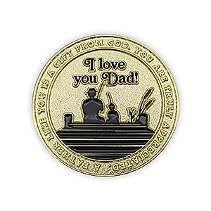 Father's Coin, I Love You Dad Token of Appreciation, Gold-Color Plated Challenge Coin, Proverbs 20:7, Man of God, Unique Gift Idea for Dads & Grandfathers, from Daughter, Sons or Wife