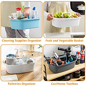 Goderewild Multi-Purpose Plastic Cleaning Caddy with Handle, Shower Caddy Organizer/Storage Basket/Totes Portable for Bathroom Supplies, Cleaning Products, Under Sink Tool, Housekeepers (Grey)