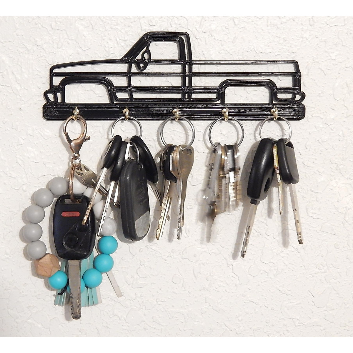 Generic Key Holder Hanger Rack Compatible with Chevy Chevrolet 1987 C10 Square Body Pickup Keys and Keychains Accessory, Black