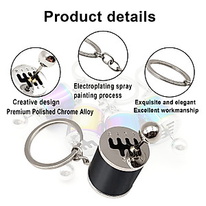 stymart Shifter Gear Keychain, 6 Speed Gear Box Shifter Keychain Key chain Ring, Mini Car Gear Shift Stick Knob Keyring, Car Key Fob Keychain Accessories(Black)