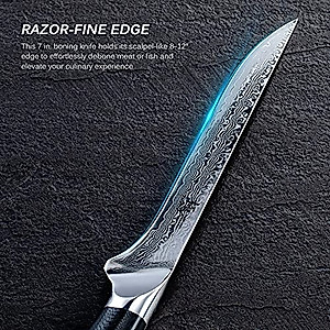 KYOKU Boning Knife - 7" - Shogun Series - Japanese VG10 Steel Core Forged Damascus Blade - with Sheath & Case