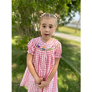 Baby Infant Girl Easter Bunny Parade Egg Hunting Hand Smocked Bishop Dress Pink Gingham 12 Months