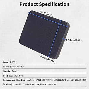 KLWZH 17211-899-000 Air Filter for Honda Generator EB3000 EB3500 EB3800 EM3000 EM3500 EM3800 EB4000 EB5000 EB6500 EM4000 EM5000 EM6000 EM6500 EW140 GX390 GX340 GX240 GX270 Engine