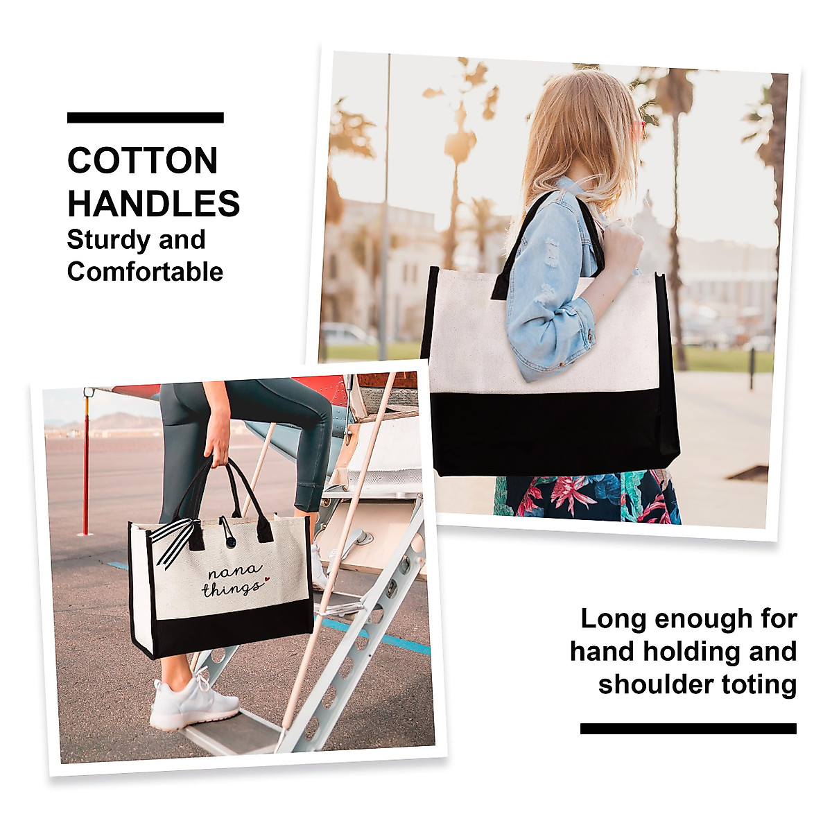 Craftique Nana Gifts from Grandkids- Unique Practical Tote Bag- Birthday Gifts for Nana Grandma Grandmother Granny, 17” x 6.7” x 12.5”