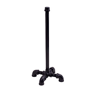 Pipe DÉCOR Black Electroplated Industrial Paper Towel Holder, Rustic Kitchen Farmhouse Decoration, Durable Metal Base and Stand Set