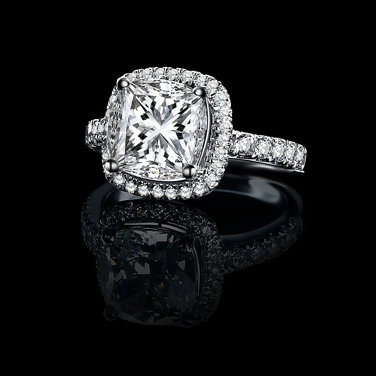 JewelryPalace 3ct Cushion Cut Halo Engagement Rings for Women, 14K Gold Plated 925 Sterling Silver Cubic Zirconia Love Promise Rings for Her, Anniversary Solitaire CZ Simulated Diamond Ring Size 6