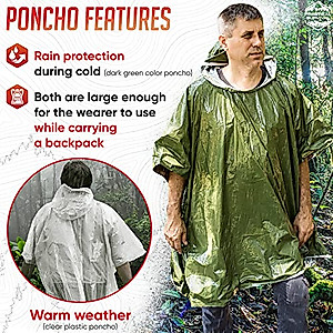 10 Piece Emergency Survival Shelter Kit - 1 Emergency Tent, 1 Emergency Sleeping Bag, 1 Emergency Blanket, 1 Summer Poncho, 1 Winter Poncho and More! Perfect for EDC, Car Kit, Bugout or Get Home Bag.