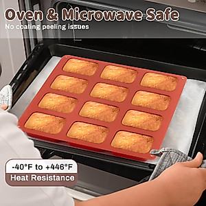 JOERSH Silicone Mini Loaf pan-(2PCS) 12 Cavities Mini Bread Pan, Non-stick Silicone Baking Molds for Bread, Cake, Cornbread, Brownie, Mini Sized Cheesecake