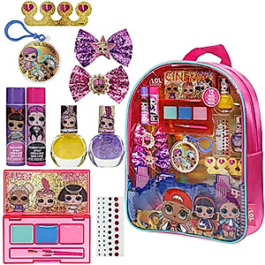 L.O.L. Surprise! Townley Girl Makeup Filled Backpack Set with 12 Pieces, Including Lip Gloss, Nail Polish, Nail Stones and Keychain, Ages 5+ for Parties, Sleepovers and Makeovers