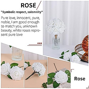 G-Lanthy Artificial Flowers, White Roses 30 Pcs Real Looking Fake Roses Artificial Foam Roses Decoration DIY for Wedding,Arrangements Party Home Decorations