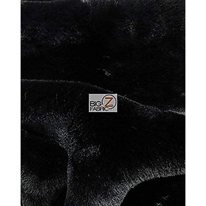 Beaver Shag Faux Fur Fabric Sold by The Yard DIY Coats Costumes Scarfs Rugs Accessories Fashion (Black)