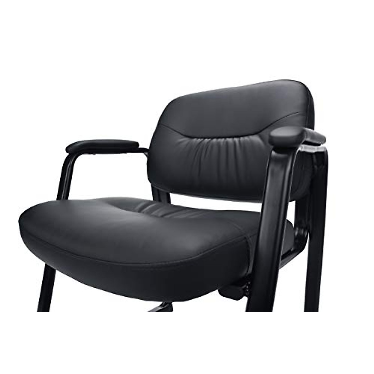 OFM ESS-9015 Bonded Leather Executive Side Chair with Sled Base, Black, Black