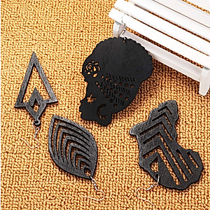 JOERICA 12 Pairs African Wood Earrings for Women Bohemian Wooden Drop Earrings Lightweight Statement Drop Earrings Set Ethnic Style