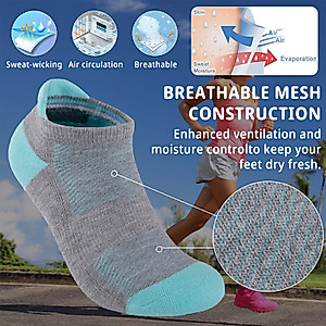 Heatuff Womens Low Cut Ankle Athletic Socks Cushioned Running Performance Breathable Tab Sock (6 Pairs)