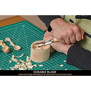 BeaverCraft, Wood Carving Bent Gouge K8a/14 0.55" - Spoon Carving Tools - Woodworking Hand Chisel Compact Wood Carving Knife for Beginners and Profi - Hobbies for Adults and Kids - Carbon Steel Blade