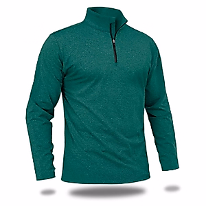 Boladeci Mens Pullover 1/4 Zip Fleece Long Sleeve Golf Shirts for Men Lightweight Running 3/4 1/2 Half Zip Sweatshirts Shirts Dark Green