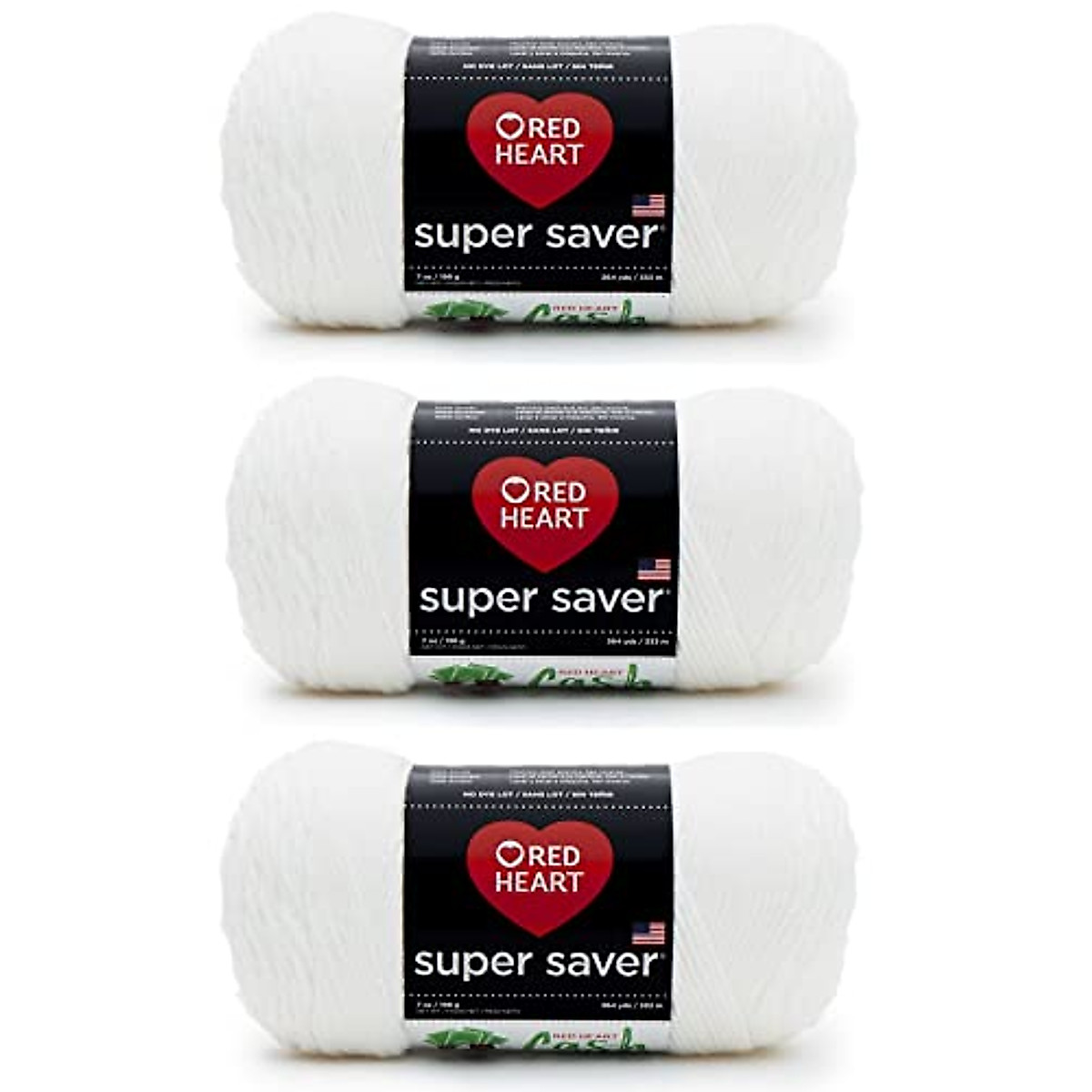 Red Heart Super Saver Yarn, 3 Pack, White 3 Count & Super Saver Yarn, 3 Pack, Black 3 Count
