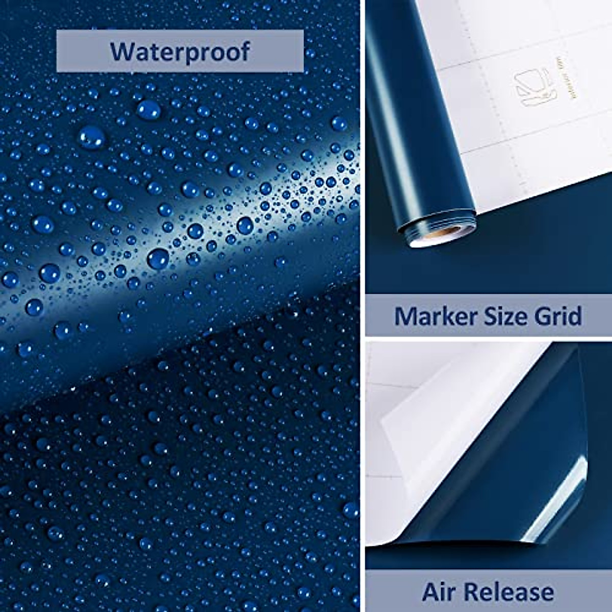 WESTICK Blue Contact Paper for Cabinets Peel and Stick Self Adhesive Removable Dark Blue Wallpaper Peel and Stick Countertop Contact Paper Waterproof Navy Blue Wallpaper for Bedroom Walls 17.71"x393"