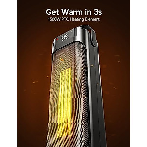 VAGKRI 24"Space Heater, 1500W Portable Electric Heater with Thermostat, Remote, 3 Modes, Timer, Oscillating, Overheating & Tip-Over Protection, Fast Ceramic Heater for Bedroom Office Garage Indoor Use