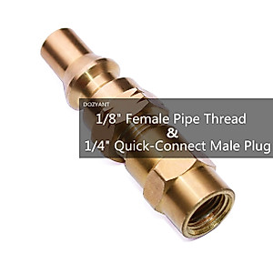 DOZYANT Propane Quick Connect Disconnect Adapter Fitting for Weber Q 100, 1000, 200, 2000, 1200, 2200 Portable Gas Grill - 1/8 in Female Thread x 1/4 in Male Quick Connect Plug