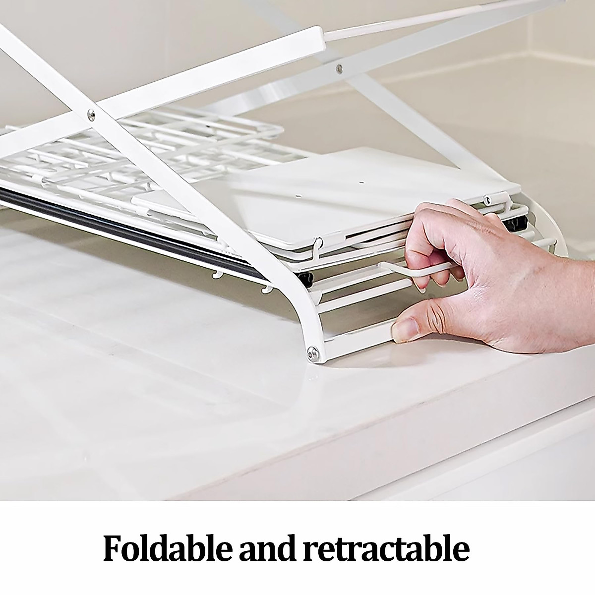 LONONE Under Sink Shelf Rack Metal Under Sink Organizers and Storage 2 Tier Sliding Cabinet Organizer Pull Out Shelves Under Kitchen Sink,White