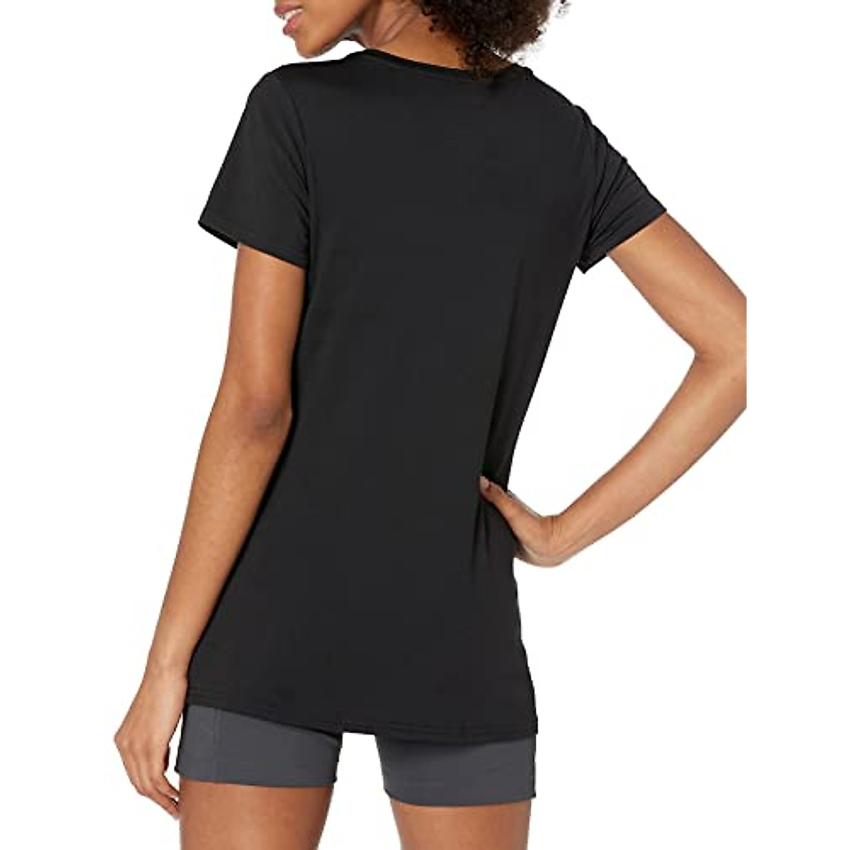 Amazon Essentials Women's Tech Stretch Short-Sleeve Crewneck T-Shirt (Available in Plus Size), Pack of 2, Black, Large