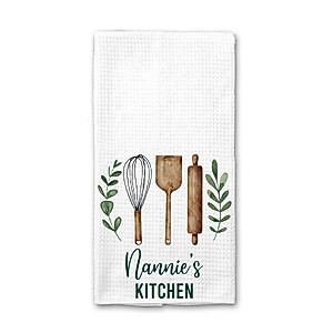 DiandDesignGift Nannie's Kitchen Towel - Tea Towel Kitchen Decor - Nannie's Kitchen Soft and Absorbent Kitchen Tea Towel - Decorations House Towel - Kitchen Dish Towel Nannie's Birthday Gift