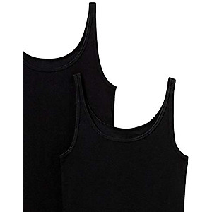 Amazon Essentials Women's Slim-Fit Thin Strap Tank Top, Pack of 2, Black, Medium